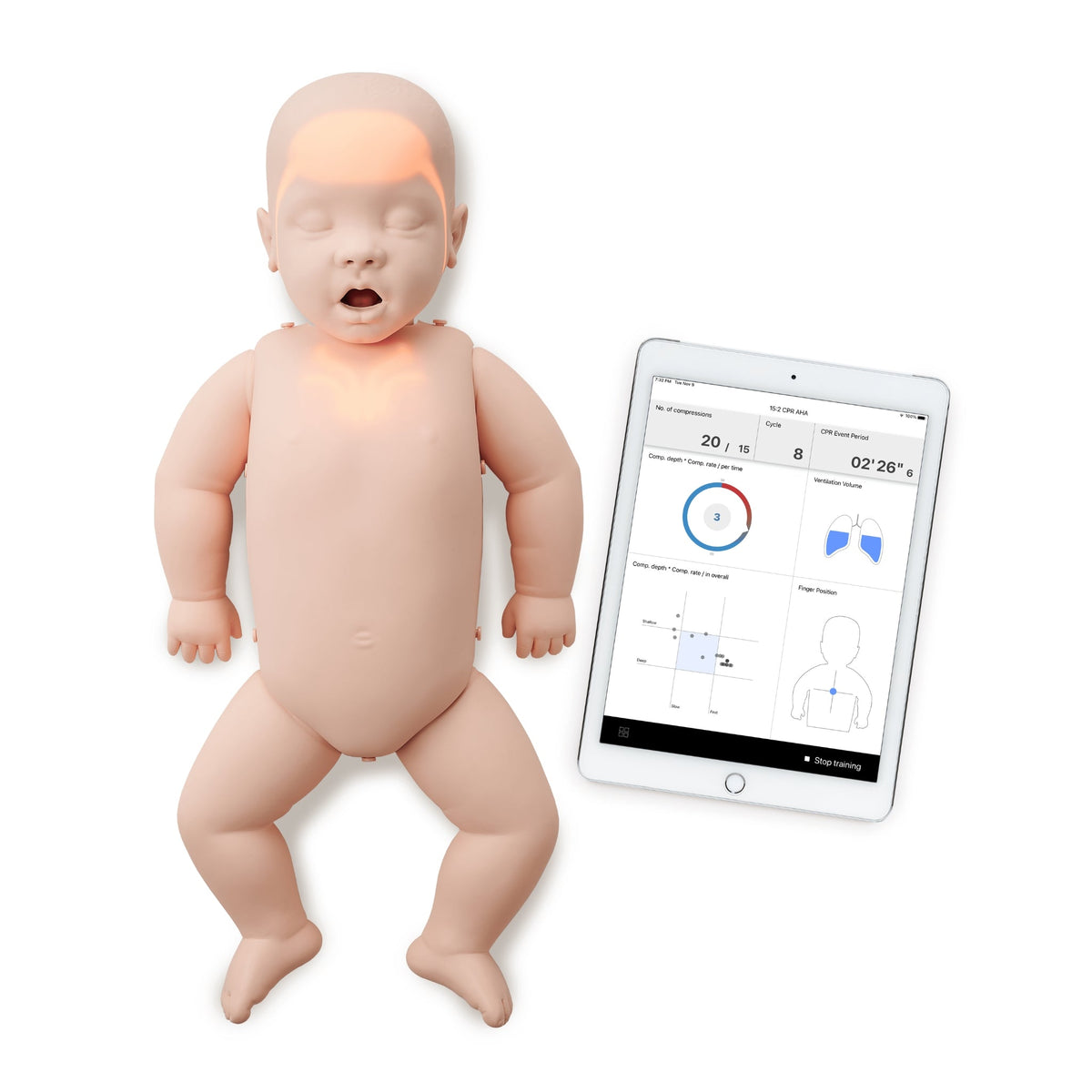 Brayden Baby Advanced CPR Manikin with Lights - Sim & Skills