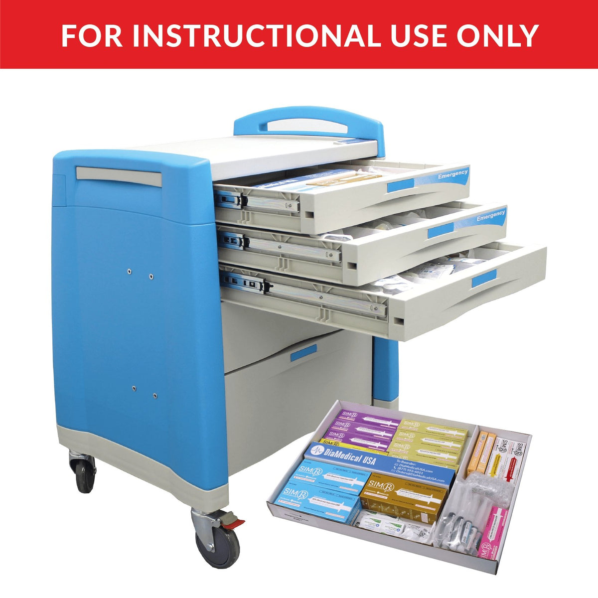 Loaded 5 Drawer Emergency Crash Cart for Simulation — Sim & Skills