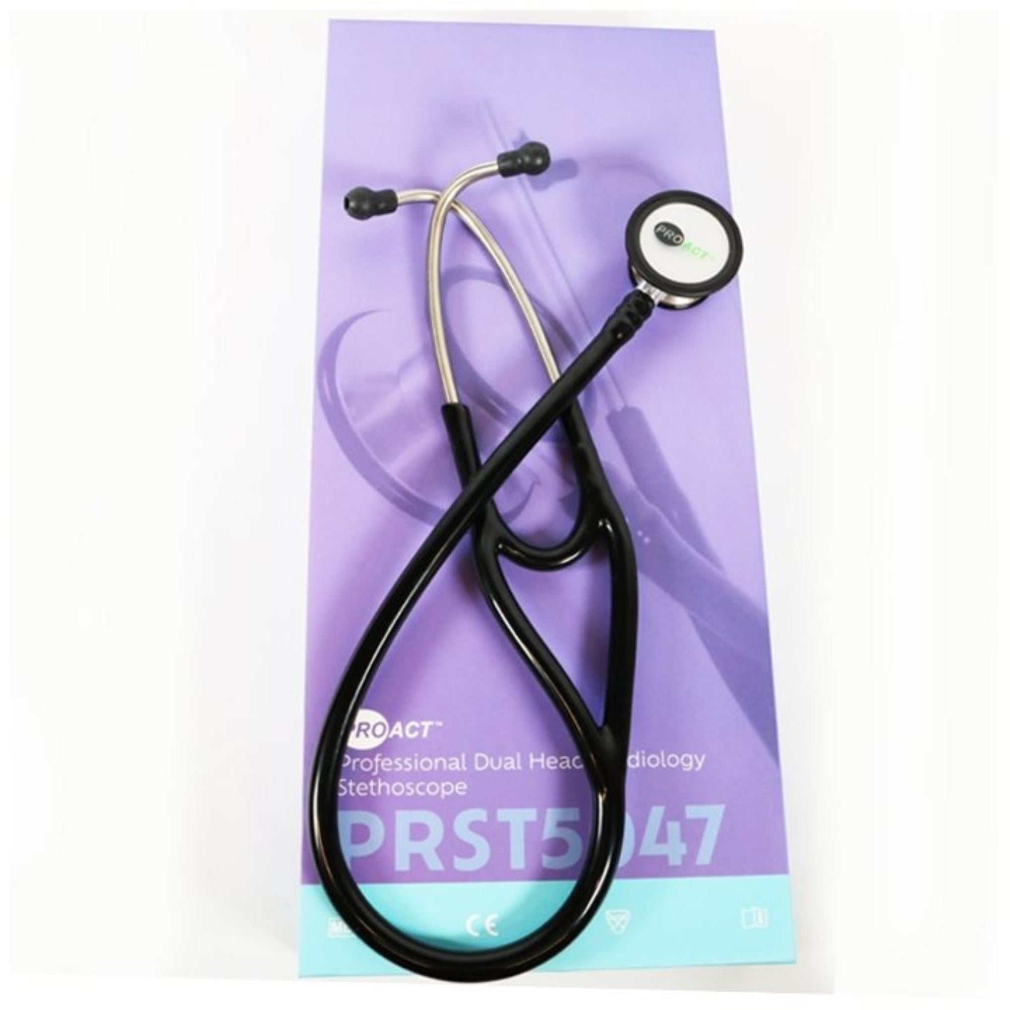 Professional Dual Head Cardiology Stethoscope - Black — Sim & Skills