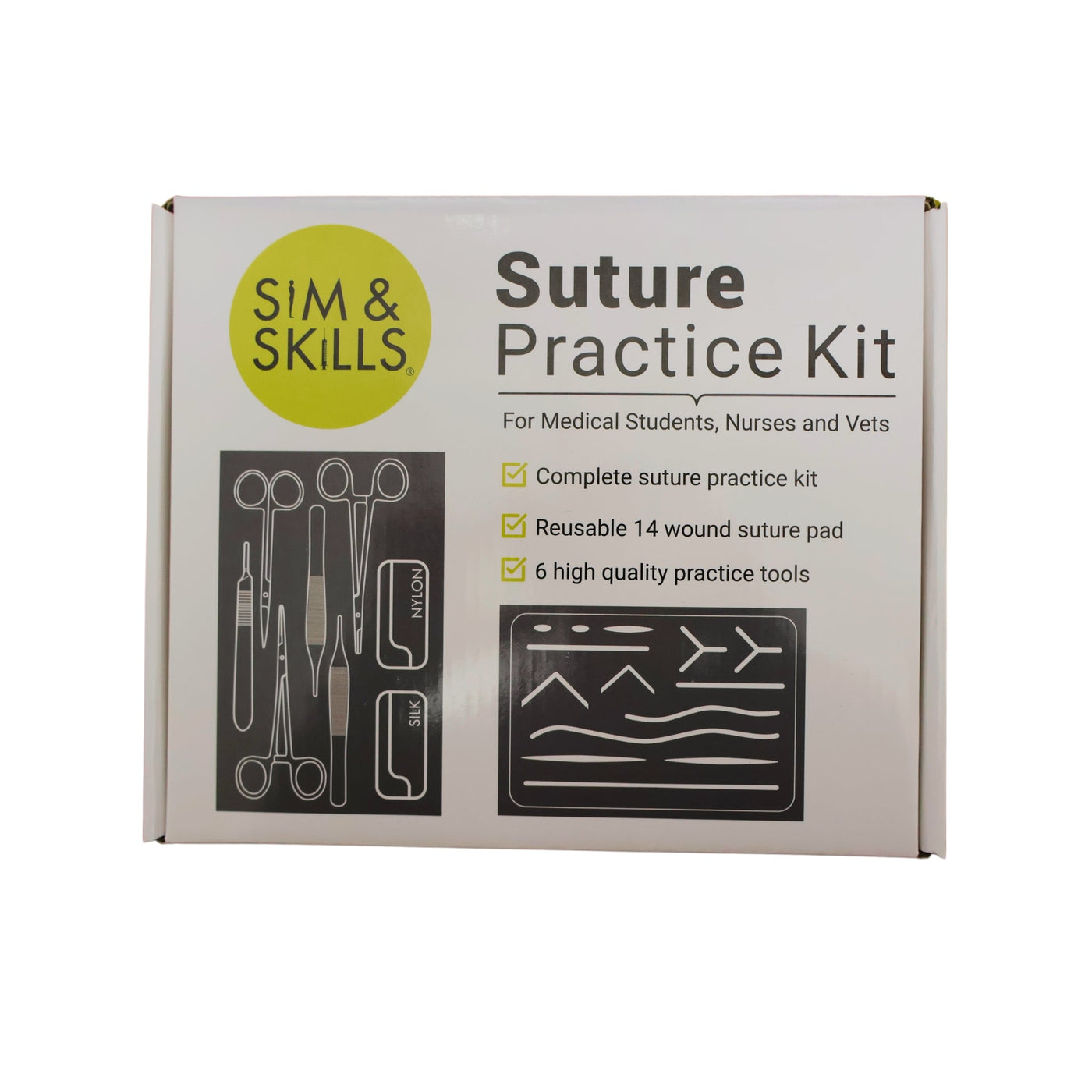 Suture Practice Kit For Medical Students, Nurses, & Vets - Sim & Skills
